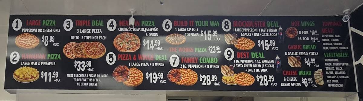 Menu at Tasty Pizza pizzeria, San Diego, El Cajon Blvd