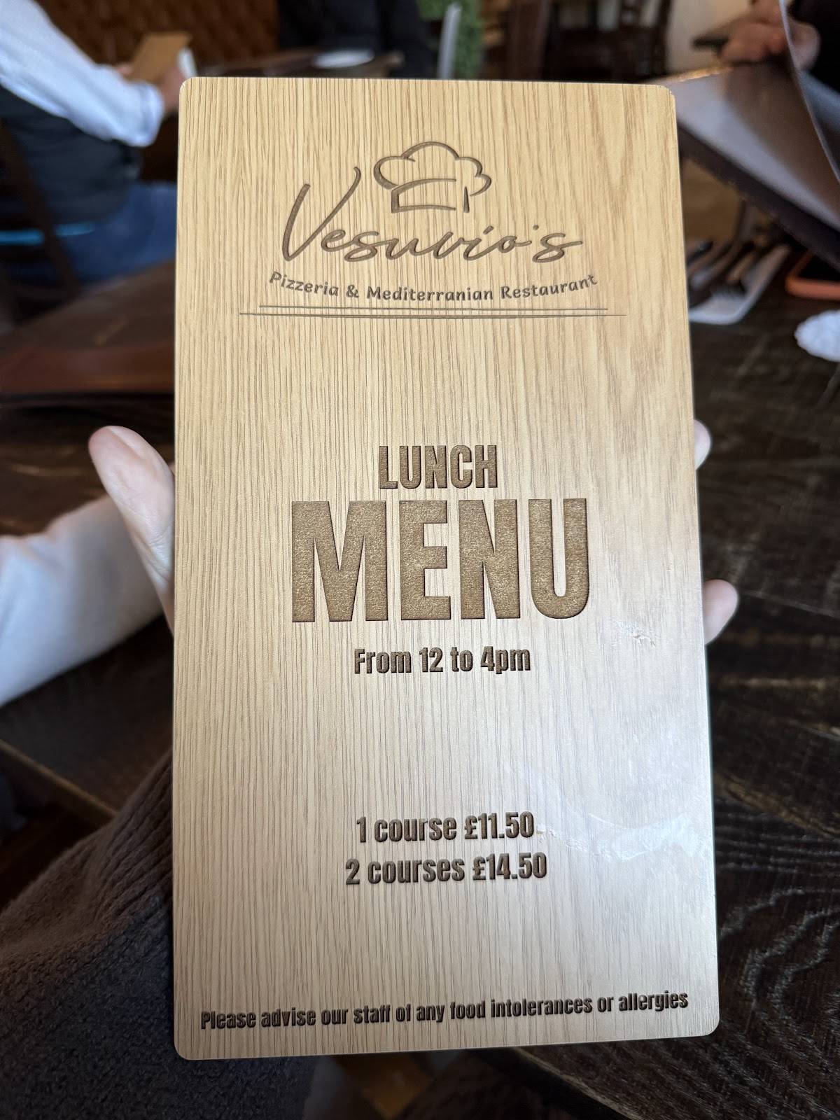 Menu at Pizzeria Vesuvio, Swansea