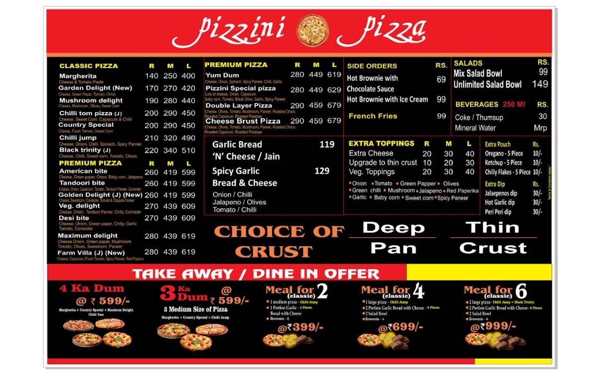 Menu at Pizzini Pizza, Vadodara