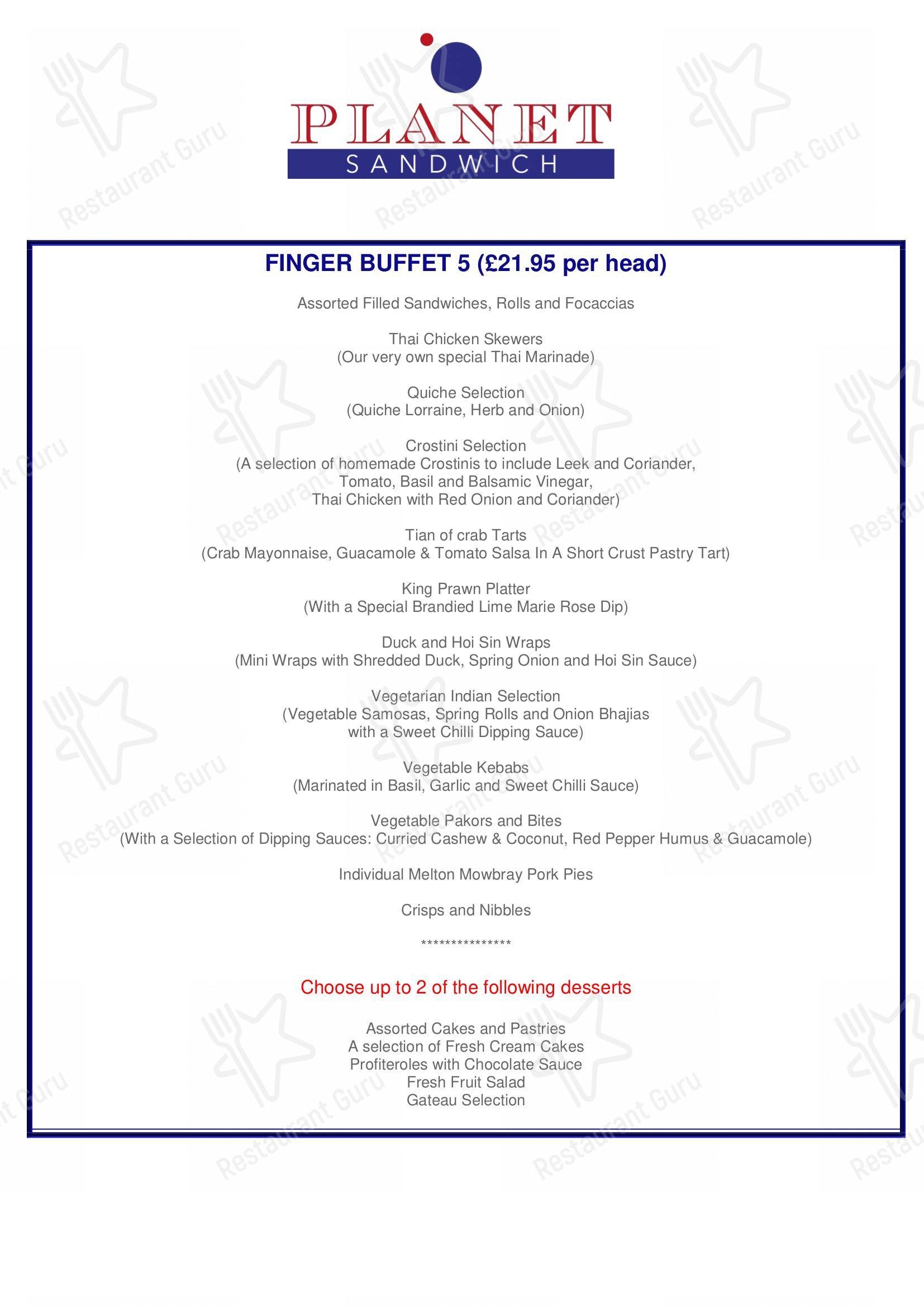 Menu at Planet Sandwich restaurant, Milton Keynes, 55-57 Garamonde Dr