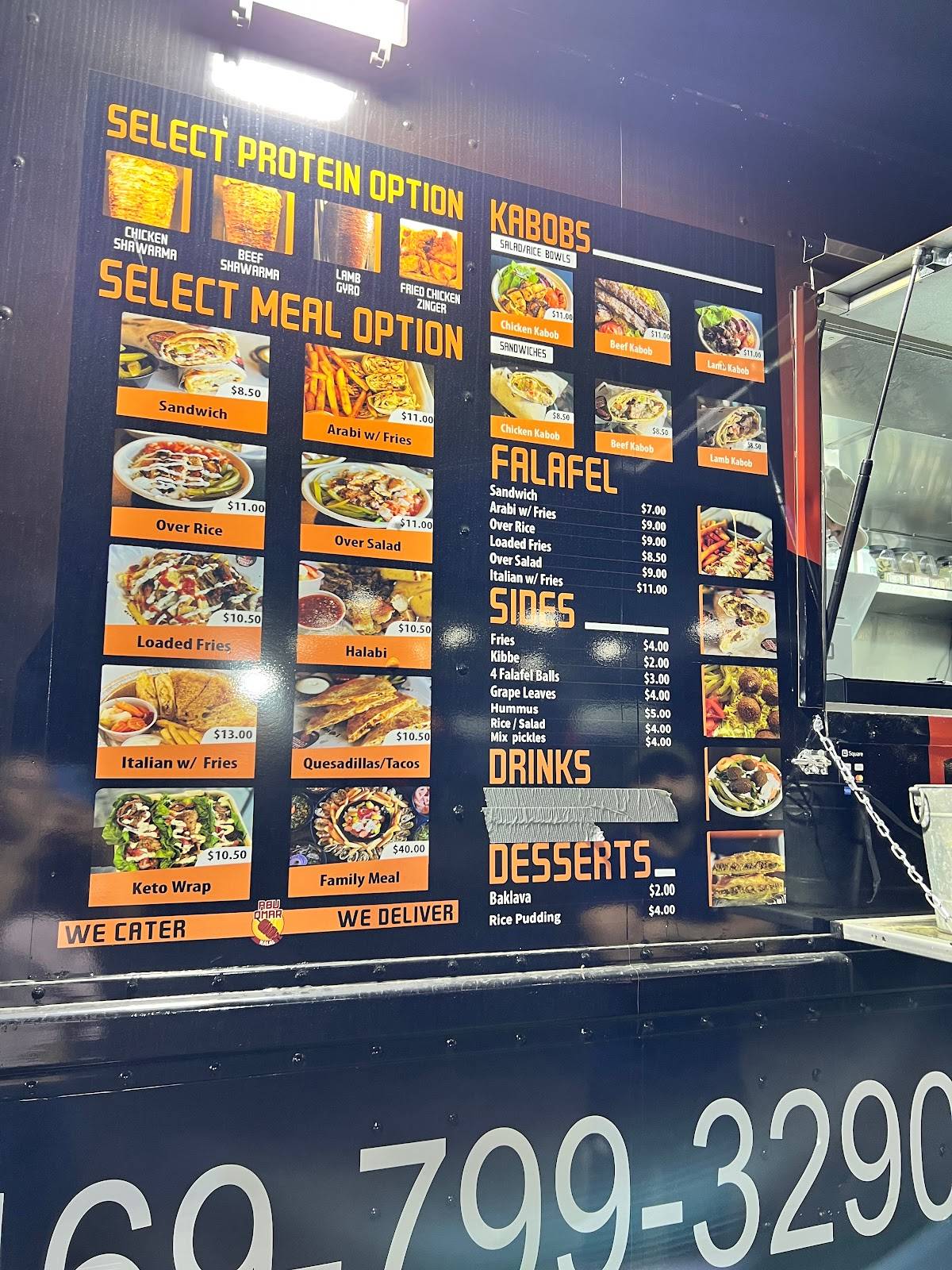 Menu at Abu Omar Halal restaurant, Plano