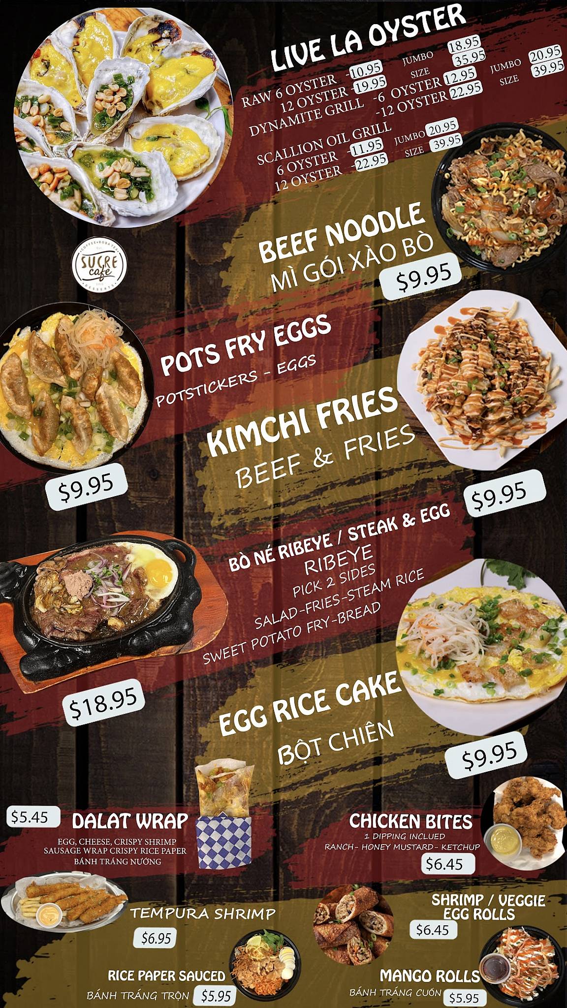 Menu at Sucre Cafe, Plano