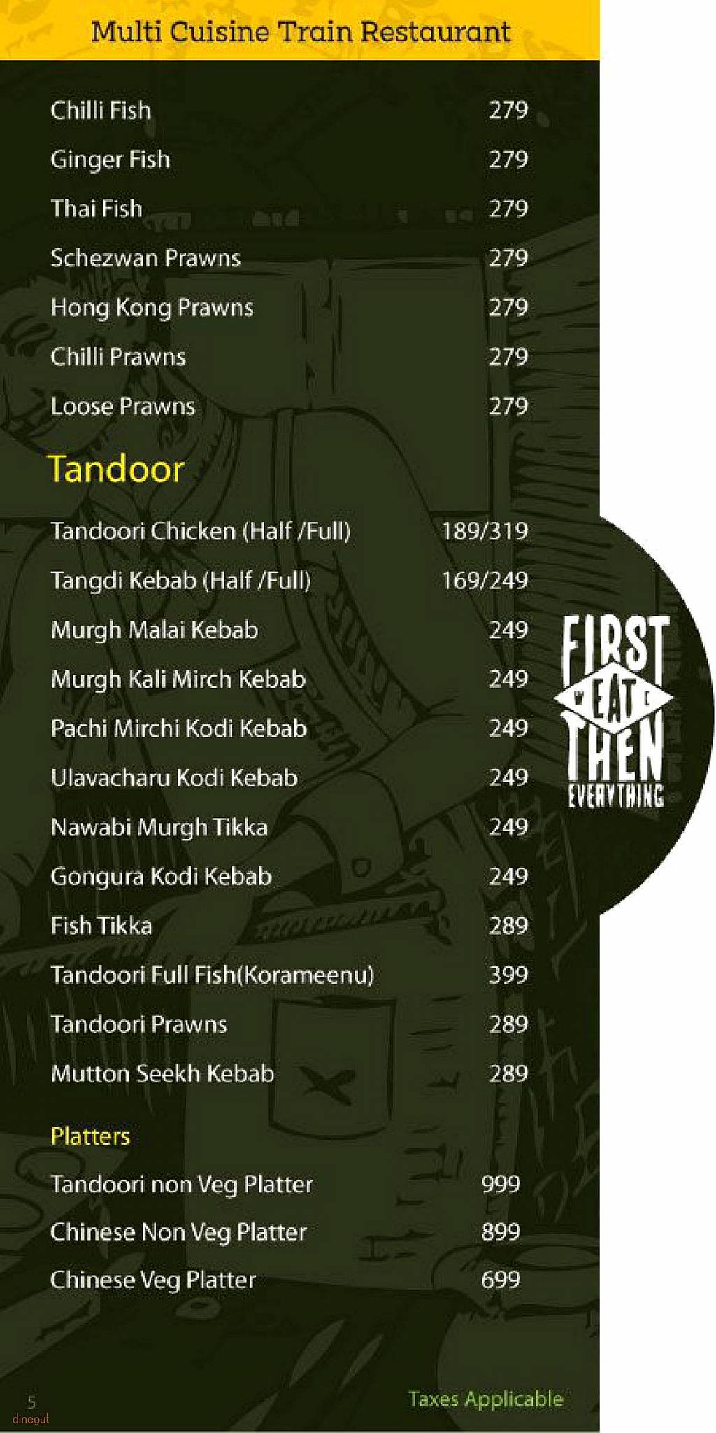 Menu at Platform 65 - The Train Theme Restaurant - KPHB, Hyderabad