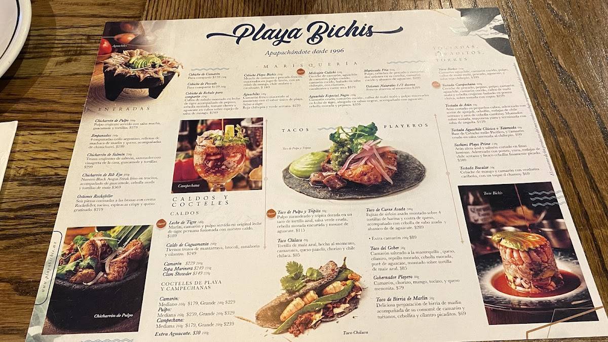 Menu at Playa Bichis restaurant, Ciudad Juarez, Blvd. Manuel Gómez ...