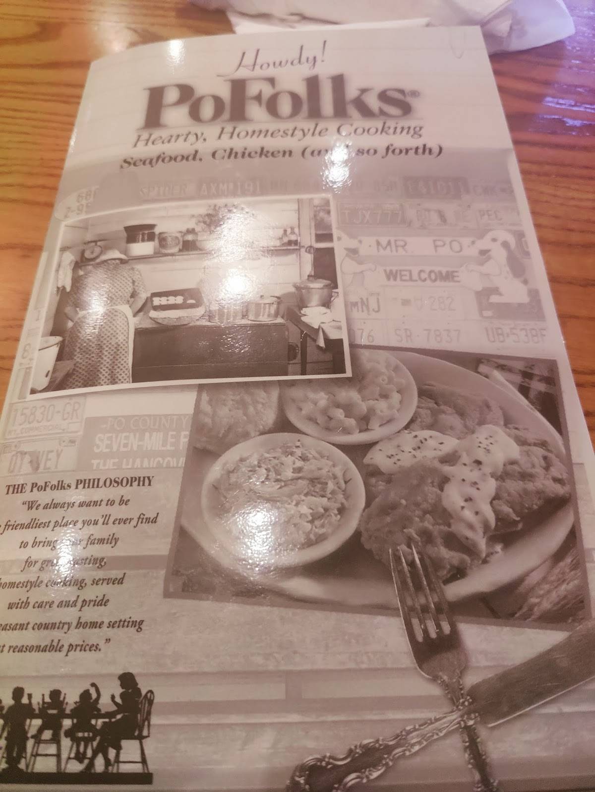 Menu at PoFolks Restaurant, Saint Petersburg, 34th St N