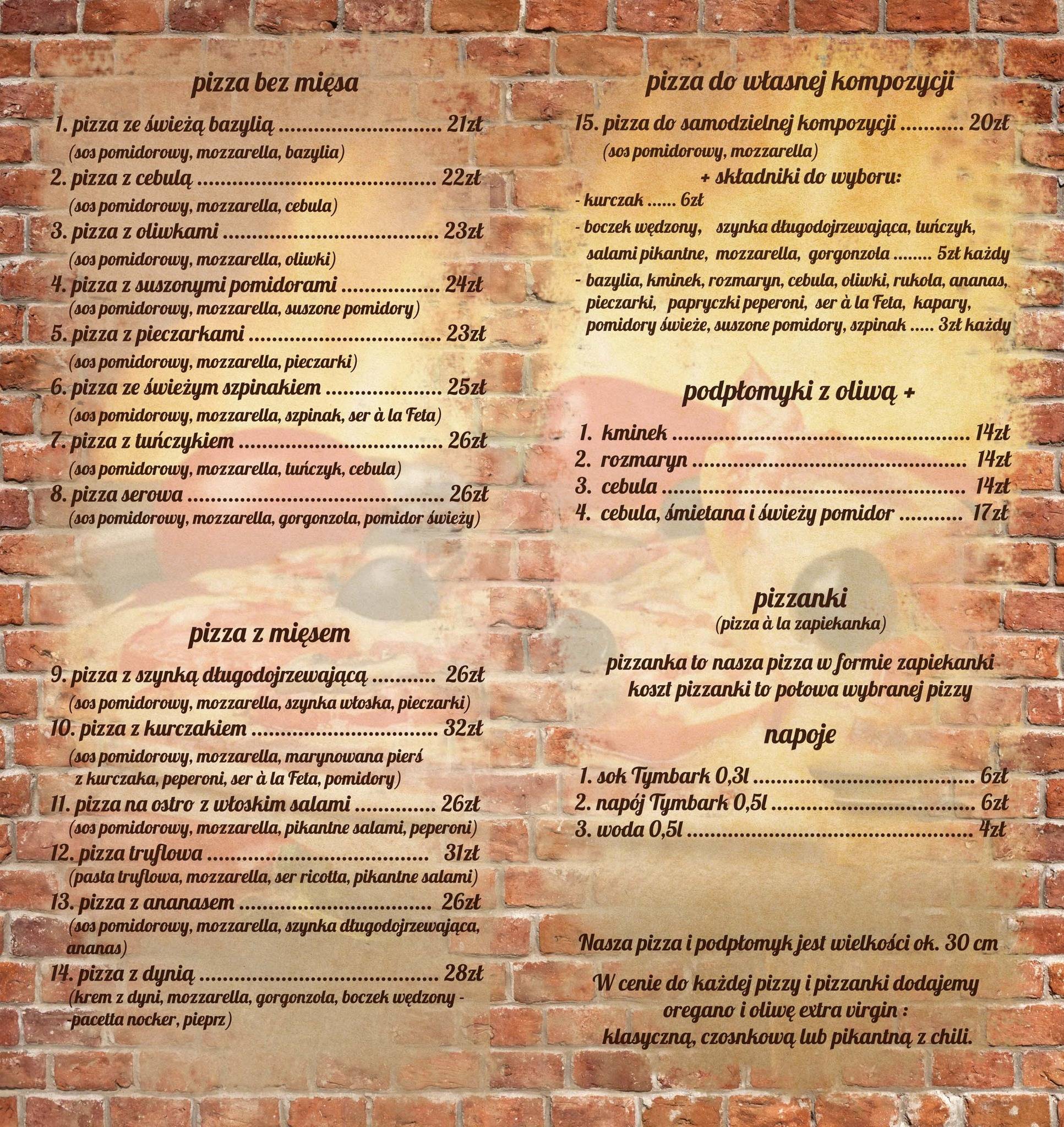 Menu at Pod płomykiem restaurant, Lebork