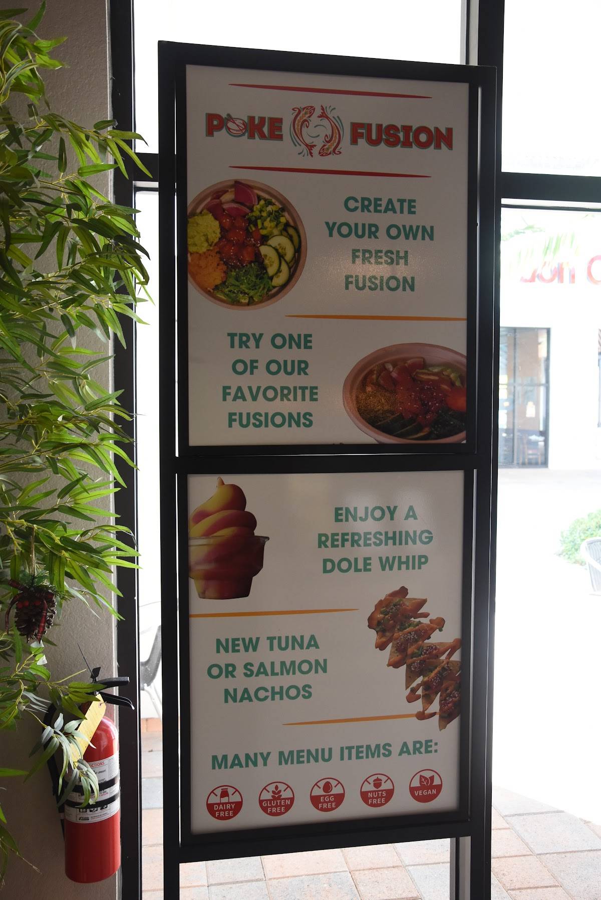Menu at Poke Fusion restaurant, Estero
