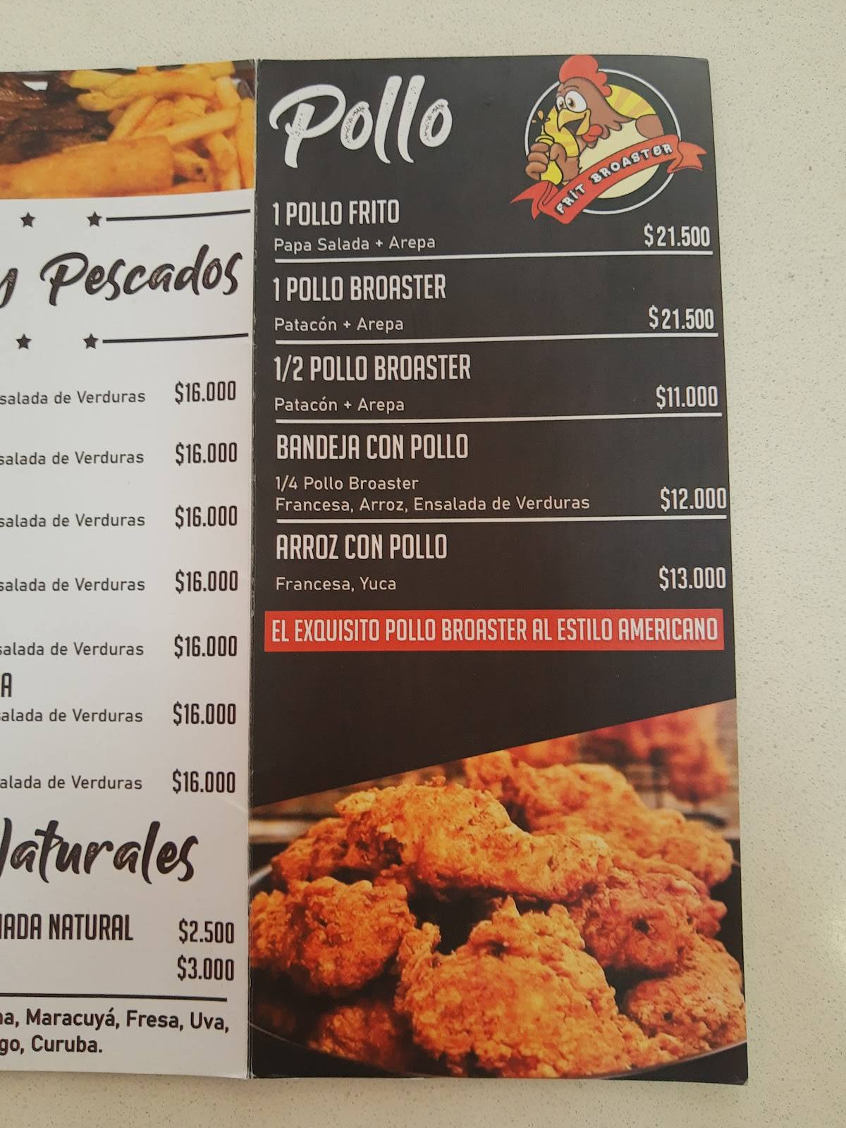 Menu at Pollo Frito y Broaster a Domicilio Frit Broaster Y Parrilla ...