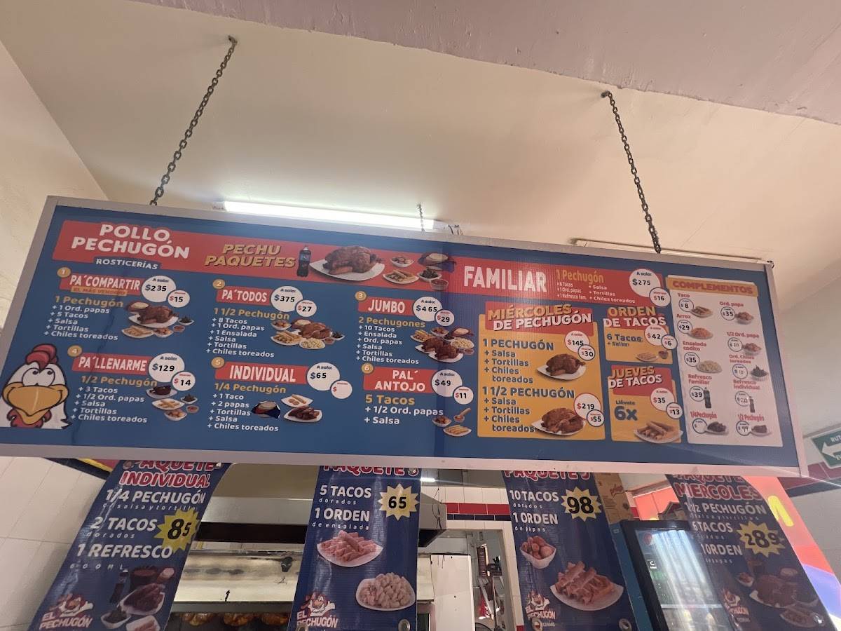 Carta del restaurante Pollo Pechugón Multiplaza, La Unión del Cuatro