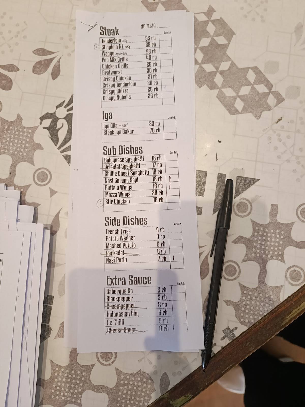 Menu at Pop Steak restaurant, Balikpapan, Jl. Sukarno Hatta Km 7 RT/45 ...