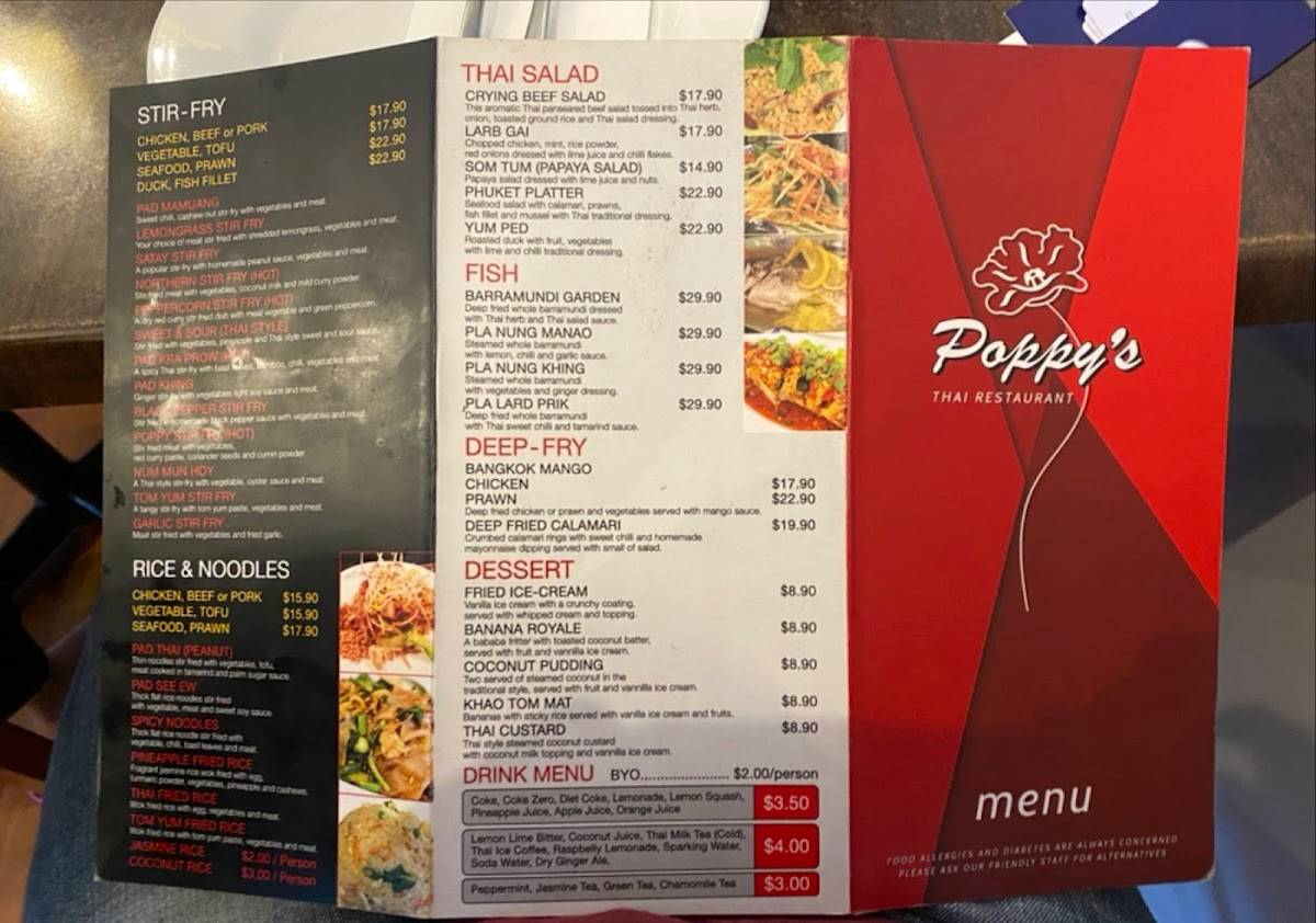 Menu at Poppy's Thai - Pakenham restaurant, Pakenham