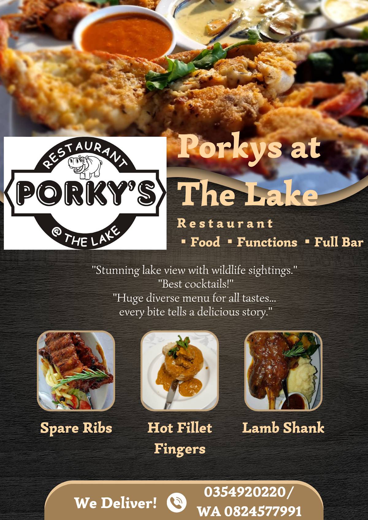 Menu at Porkys at The Lake restaurant, Richards Bay