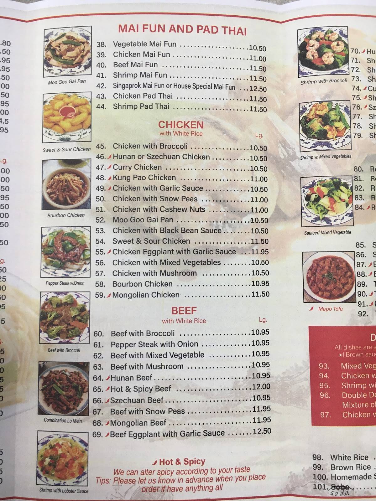 Menu at Gourmet Asian restaurant, Port St. Lucie