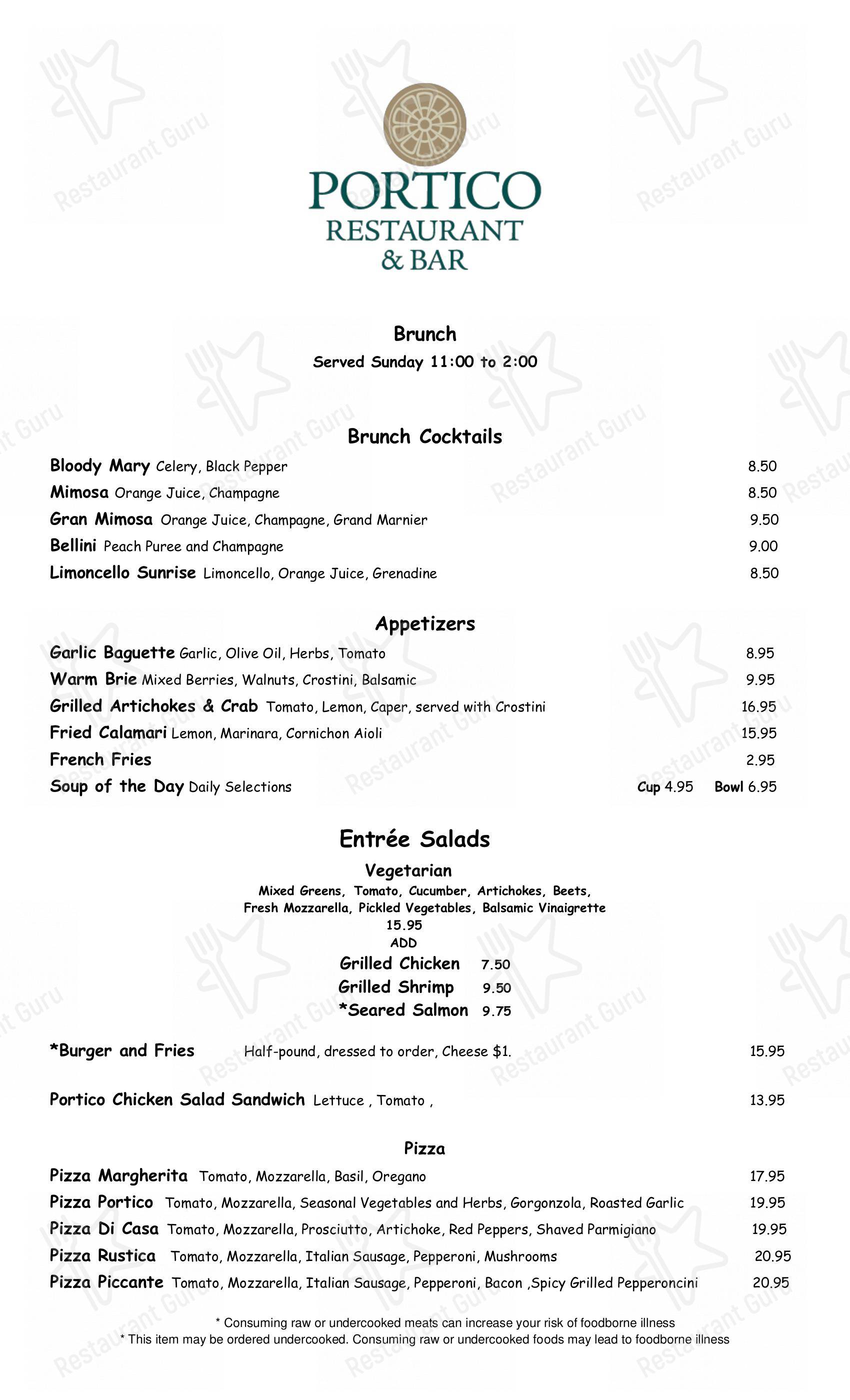 Menu at Portico Restaurant, Richmond, River Rd