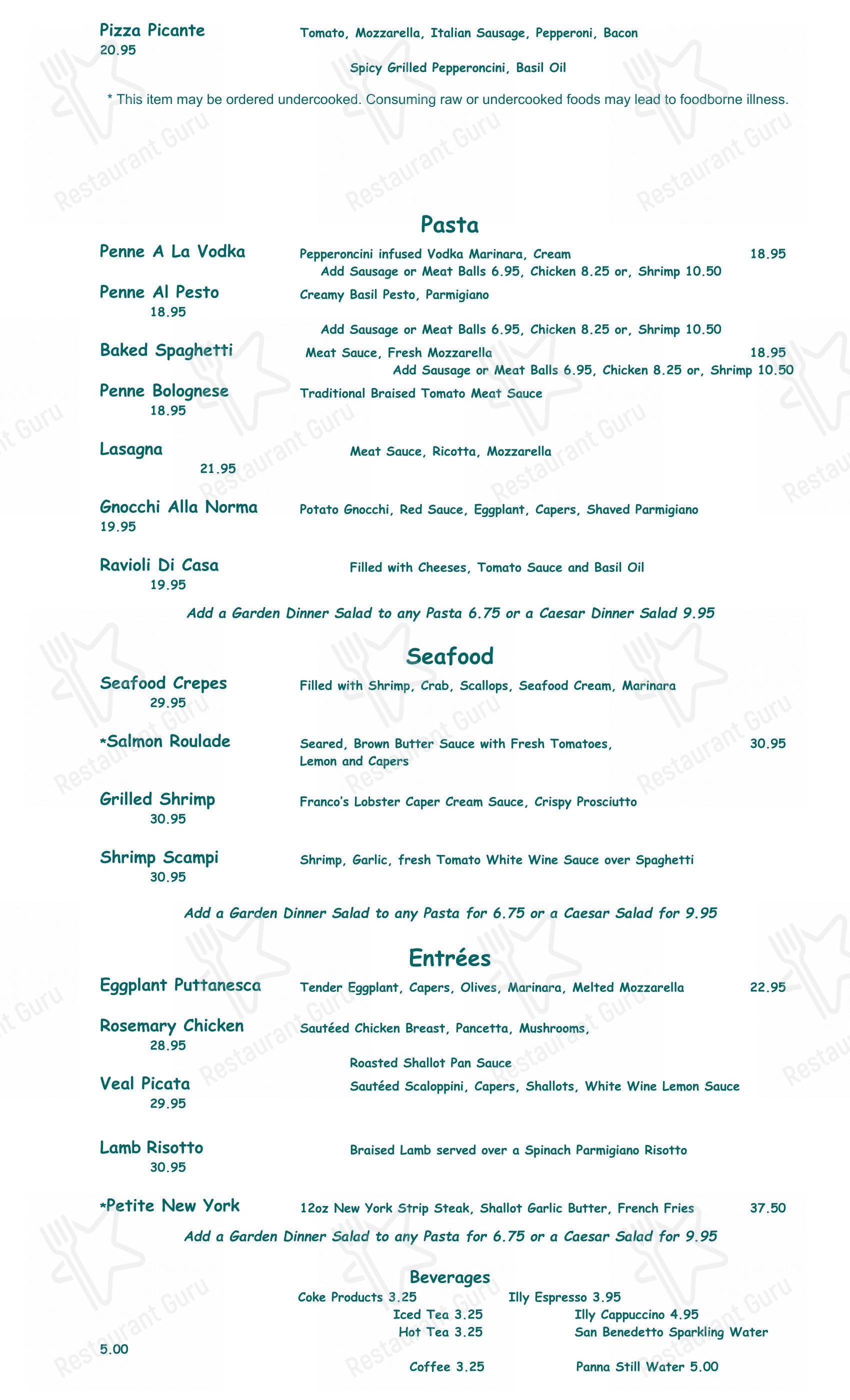 Menu at Portico Restaurant, Richmond, River Rd