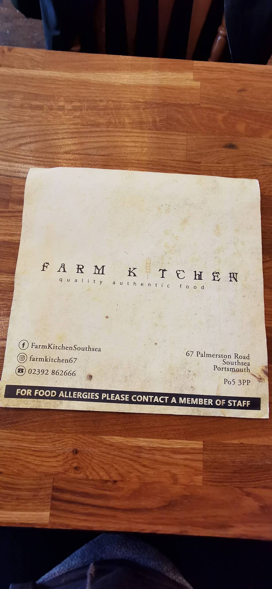 Menu at Farm Kitchen - AM restaurant, Portsmouth