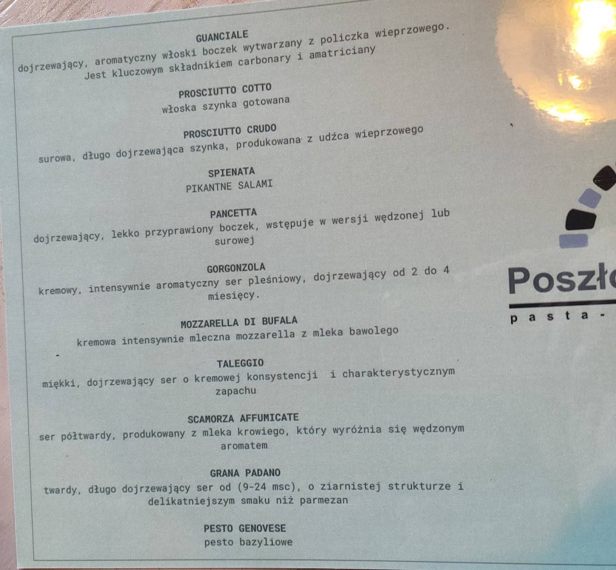 Carta del restaurante Poszło z Dymem, Opole