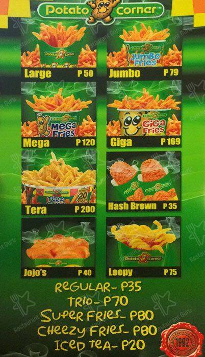 Menu at Potato Corner pub & bar, Lapu-Lapu City, Super Metro Lapu-Lapu ...
