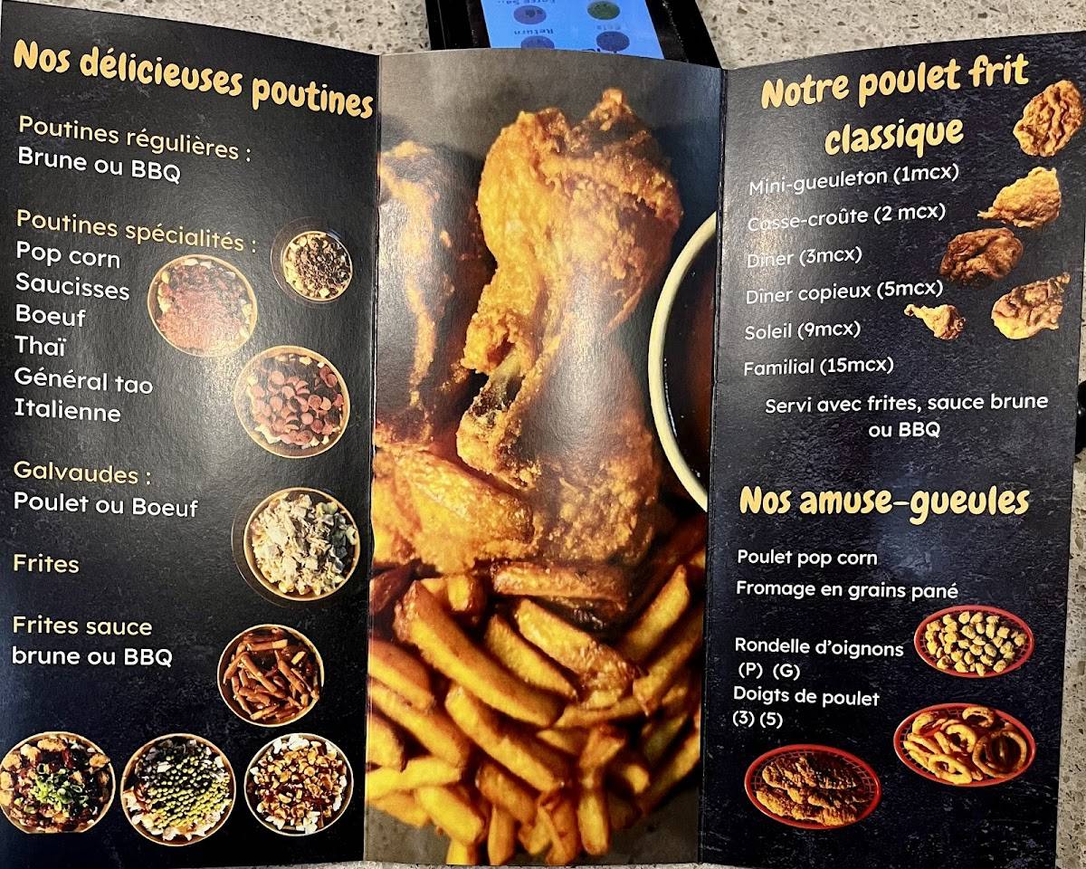Menu au Poulet Frit Idéal restaurant, Lac-Mégantic
