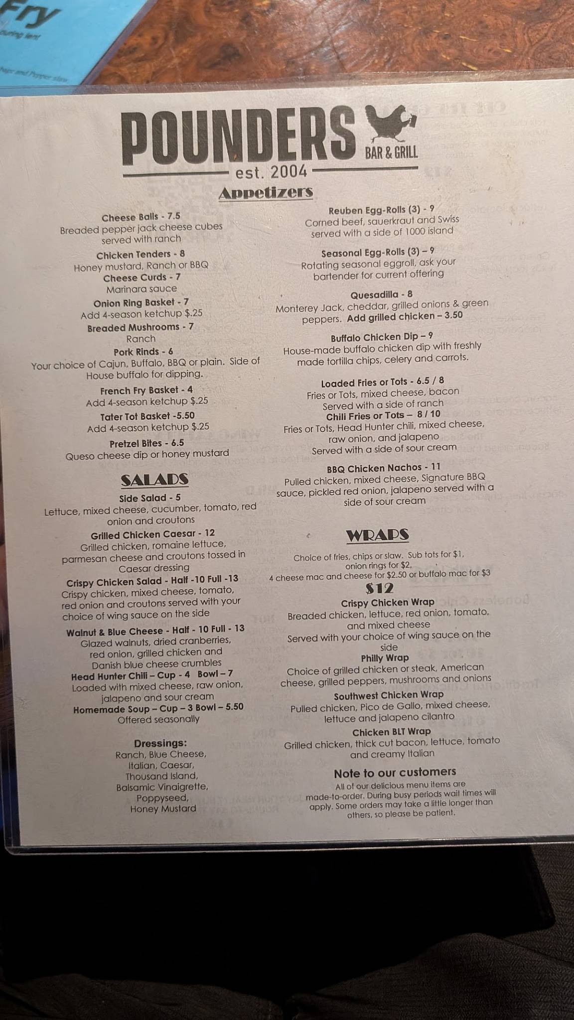 Menu at Pounders Bar & Grill, Cleveland
