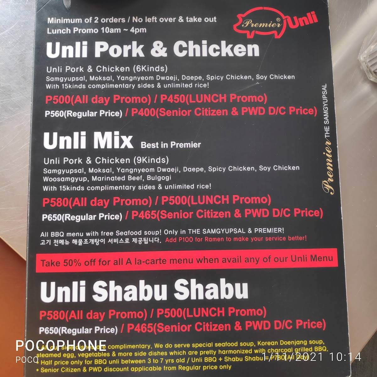 Menu at Premier The Samgyupsal - BF Homes Parañaque restaurant ...
