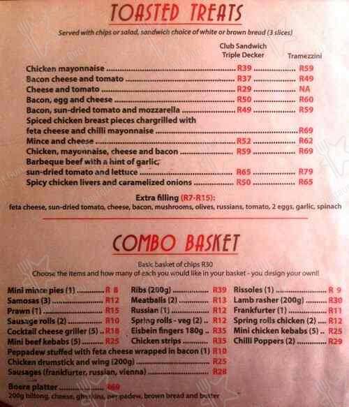 Menu at Grafters Tavern - What’s the Rush! pub & bar, Pretoria