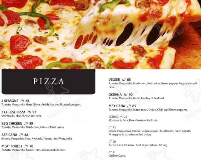 Menu at Jack Friday's pub & bar, Pretoria