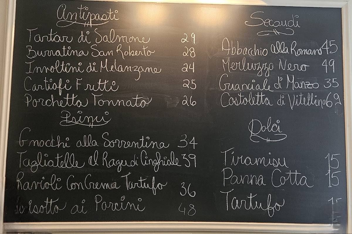 Menu au Primo & Secondo restaurant, Montréal