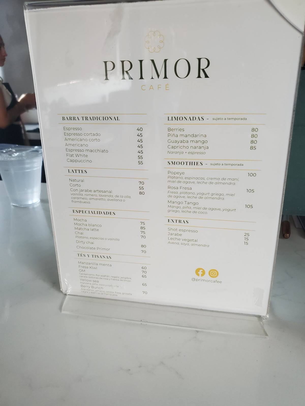 Carta de Primor Café, Tijuana