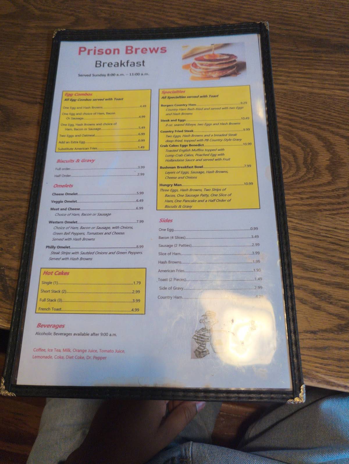 Menu at Prison Brews pub & bar, Jefferson City