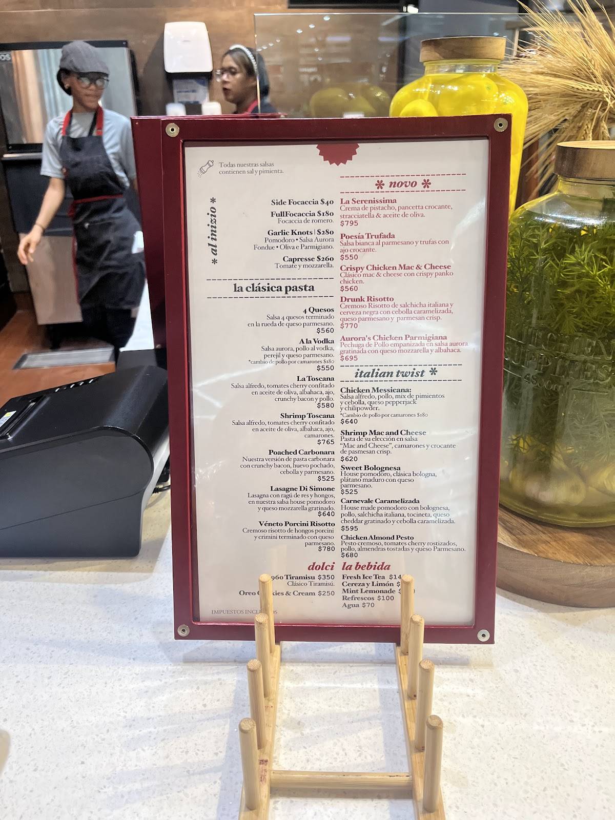 Menu at Pronto Pasta Sambil restaurant, Santo Domingo