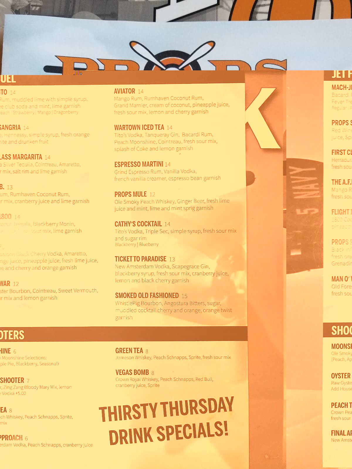 Menu at Props Steak and Seafood Restaurant, Warner Robins