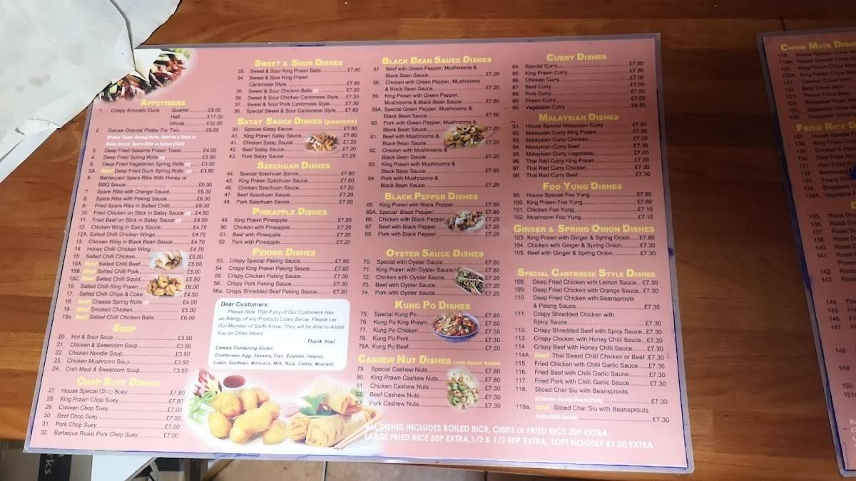 Menu at Prosperous House Chinese & European Takeaway, Kilrea