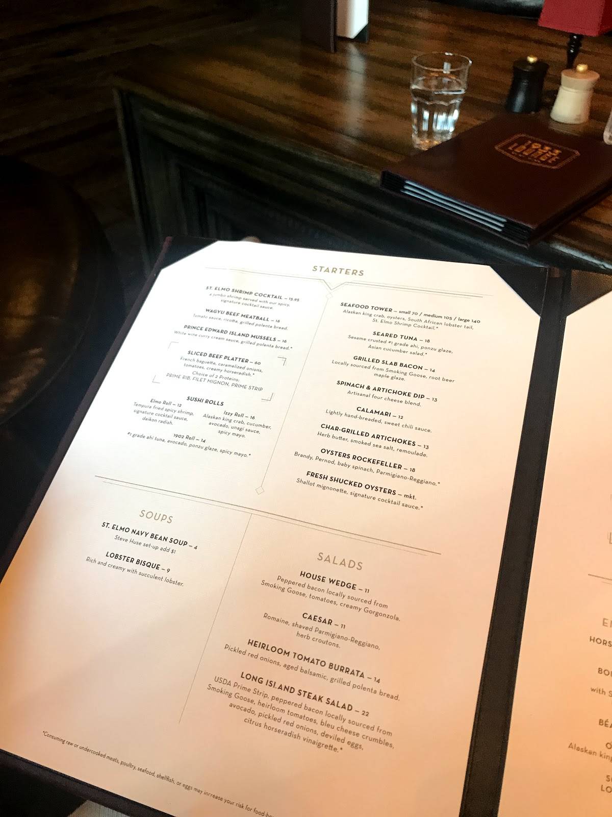 Menu at 1933 Lounge by St. Elmo pub & bar, Fishers, District N Dr Suite 1120