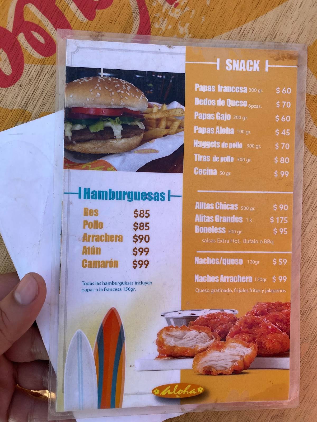 Menu at Aloha Caji pub & bar, Cajititlán