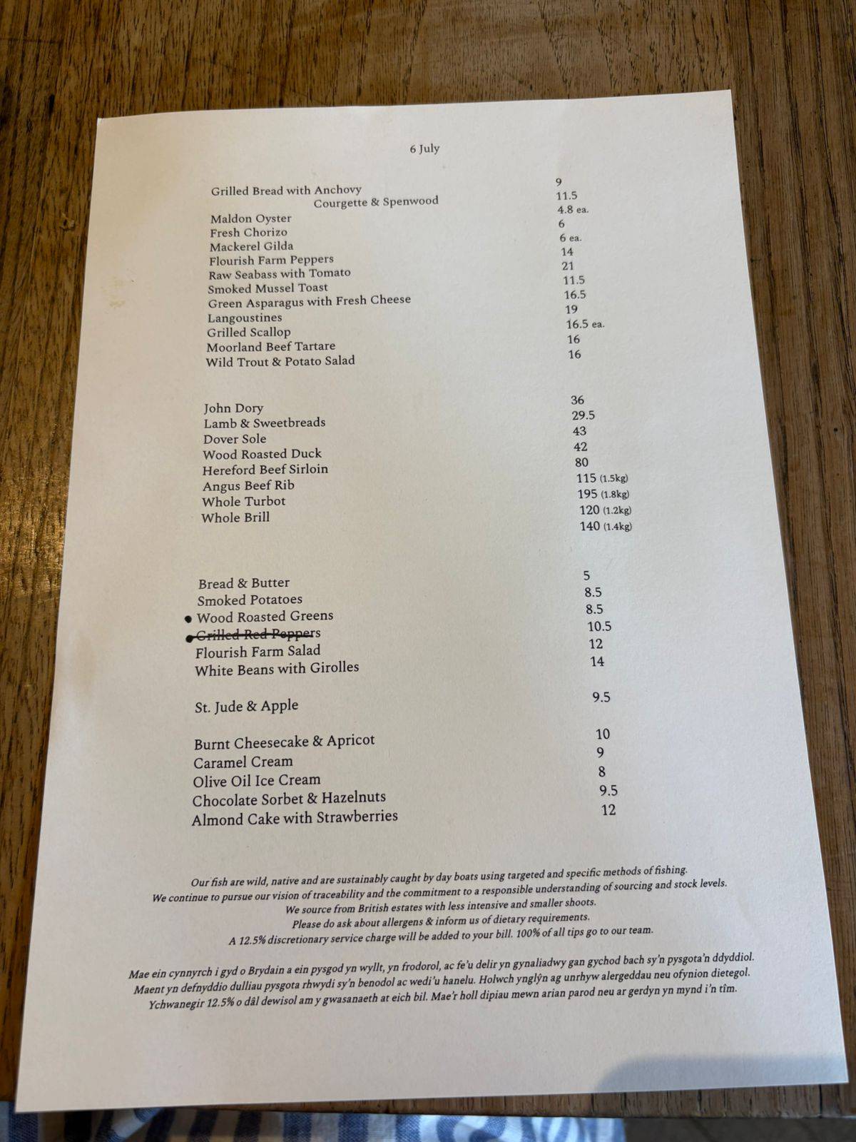 Menu at BRAT Restaurant, London
