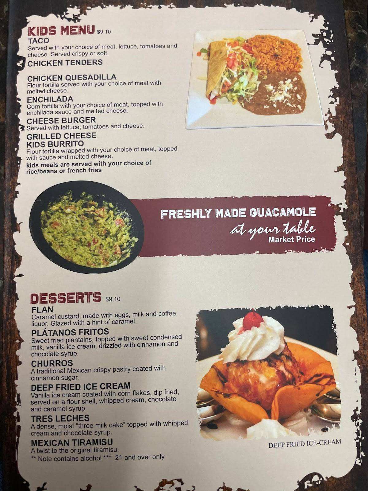 Menu at Bandidos Mexican Restaurant, Woonsocket