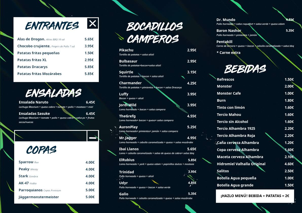 Menu at Battle Gamers BAR GAMING, Córdoba