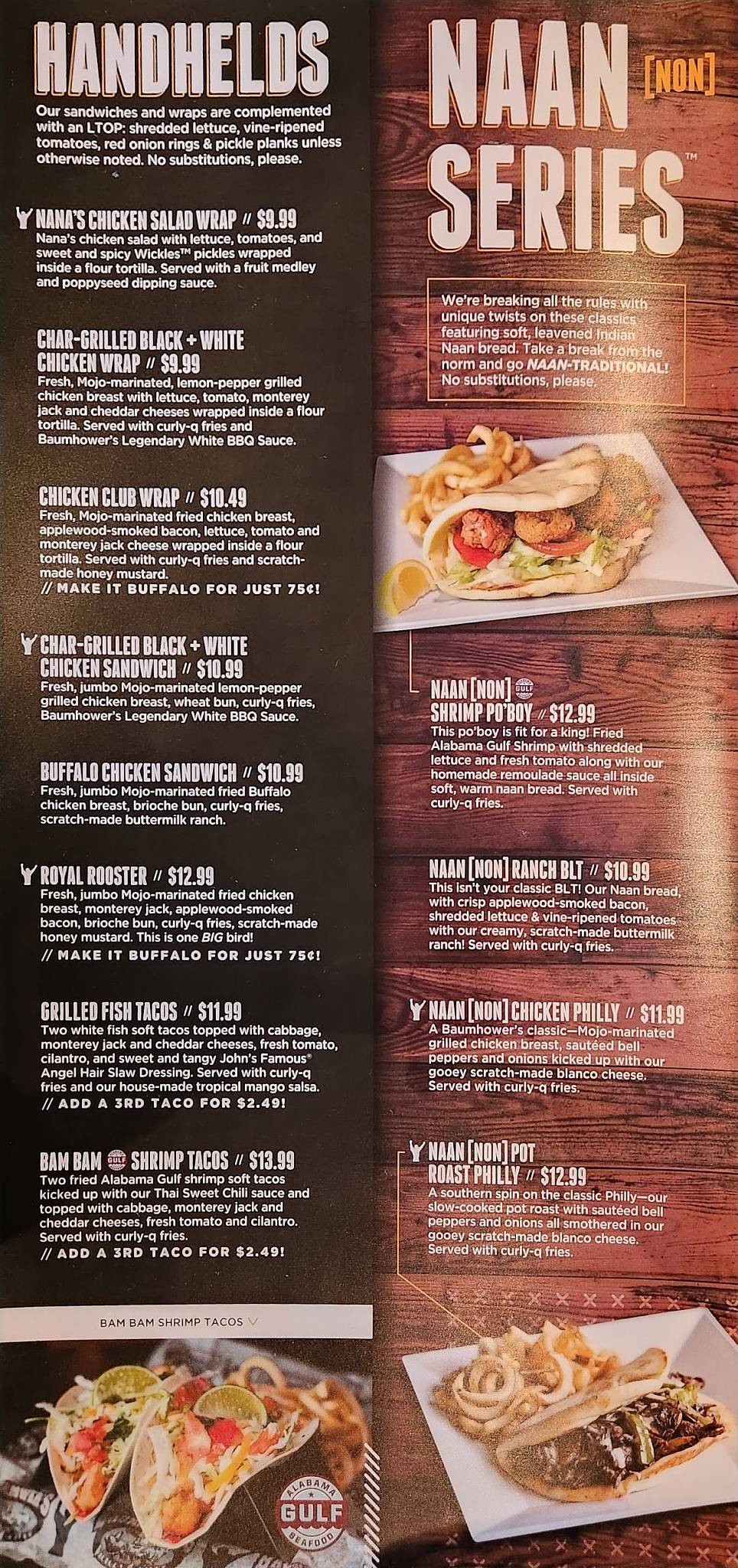 Menu at Baumhower's Victory Grille pub & bar, Montgomery