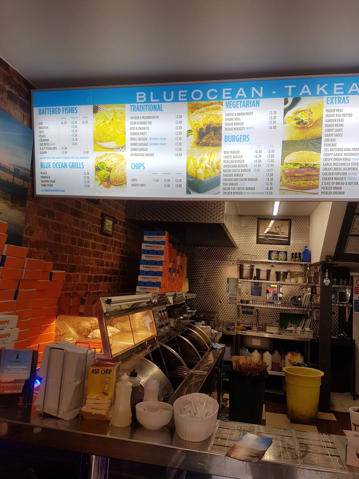 Menu at Blue Ocean Fish & Chips pub & bar, Worthing