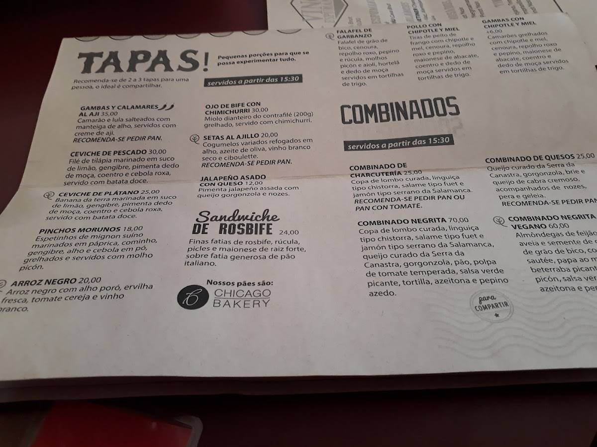 Menu em Negrita Café Bar - Botanique Oásis, Curitiba