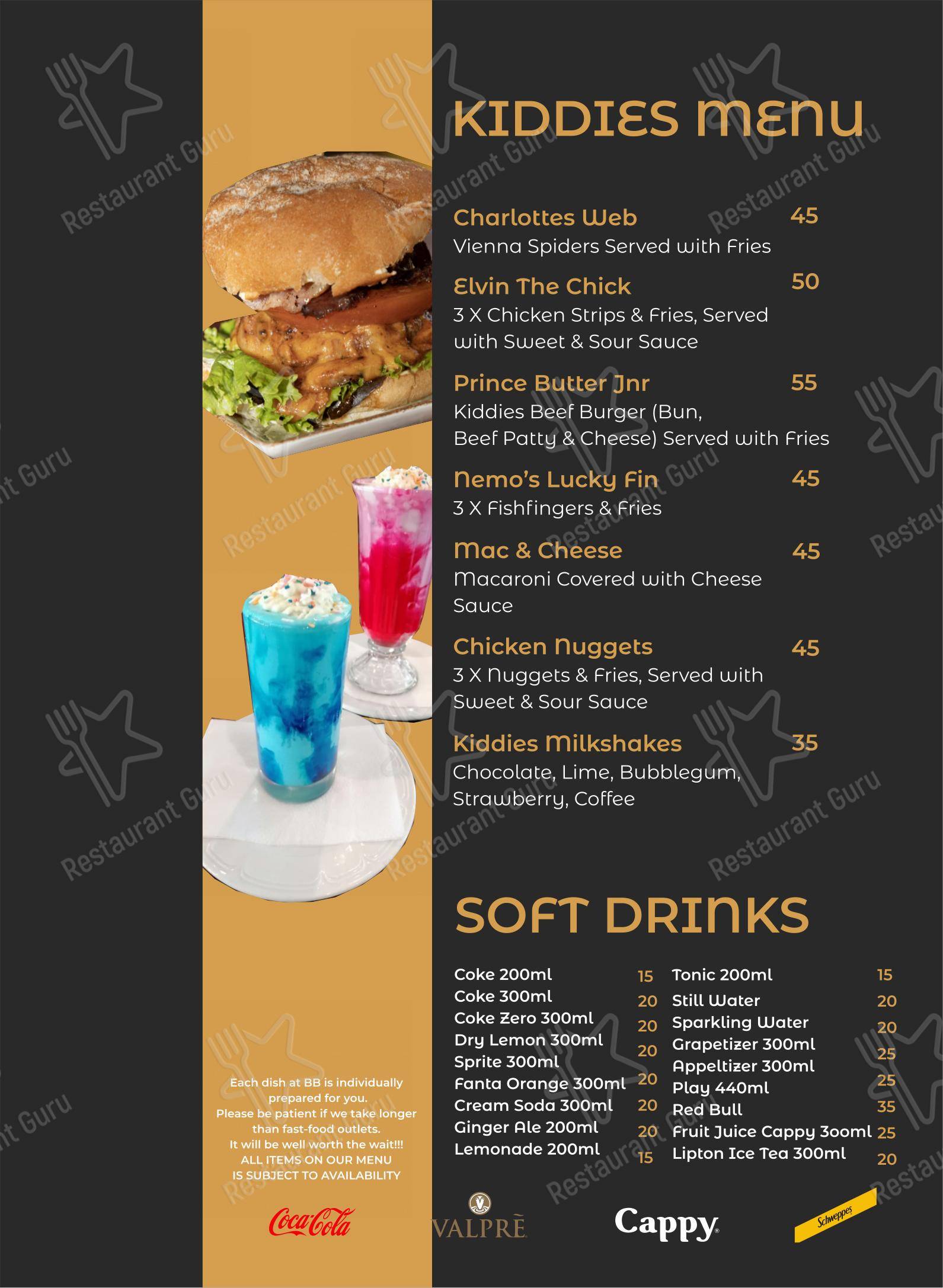 Menu at Butter Bistro pub & bar, Mokopane
