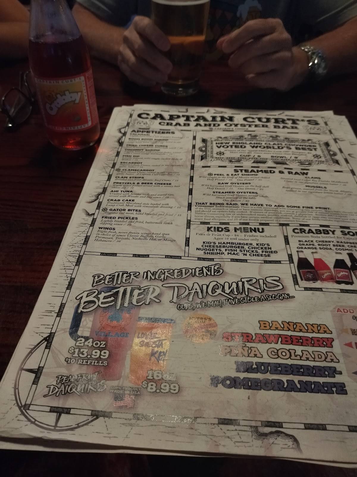 Menu at Captain Curt's Crab & Oyster Bar, Sarasota, Old Stickney Point Rd