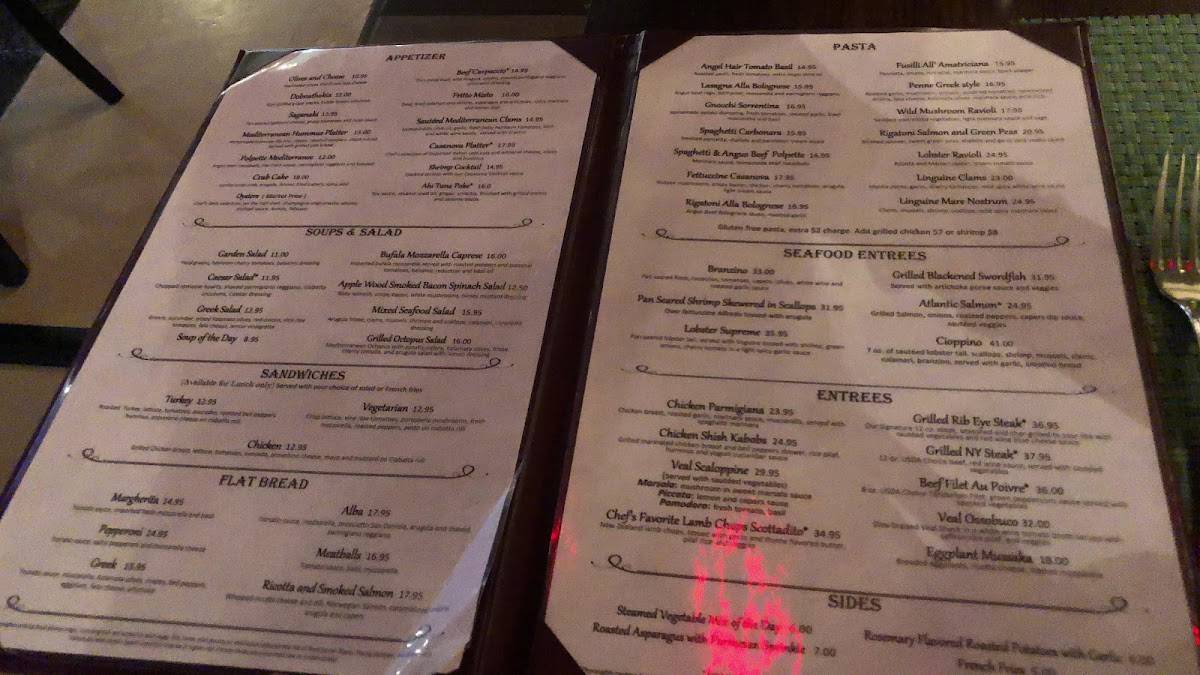 Menu at Casanova pub & bar, Las Vegas