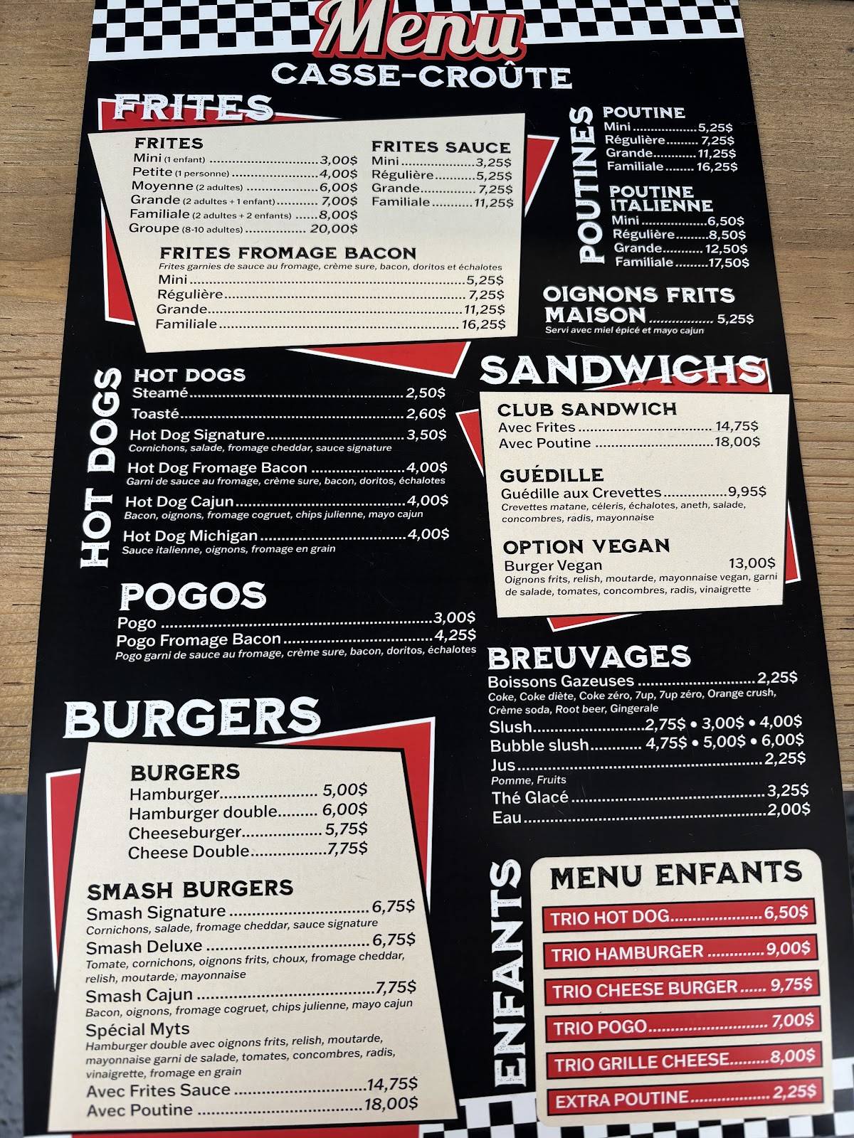 Menu au Chez Hugo Burger Shop pub et bar, Saint-Jérôme