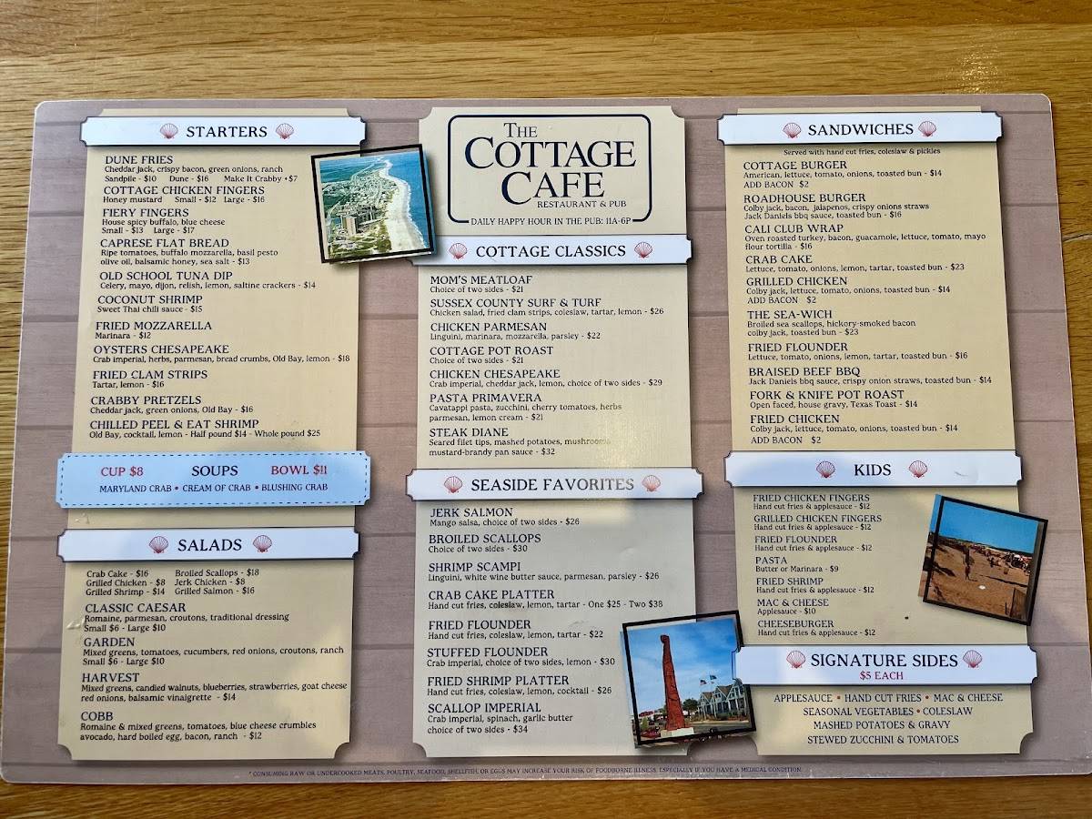 Menu at Cottage Cafe, Bethany Beach, Coastal Hwy