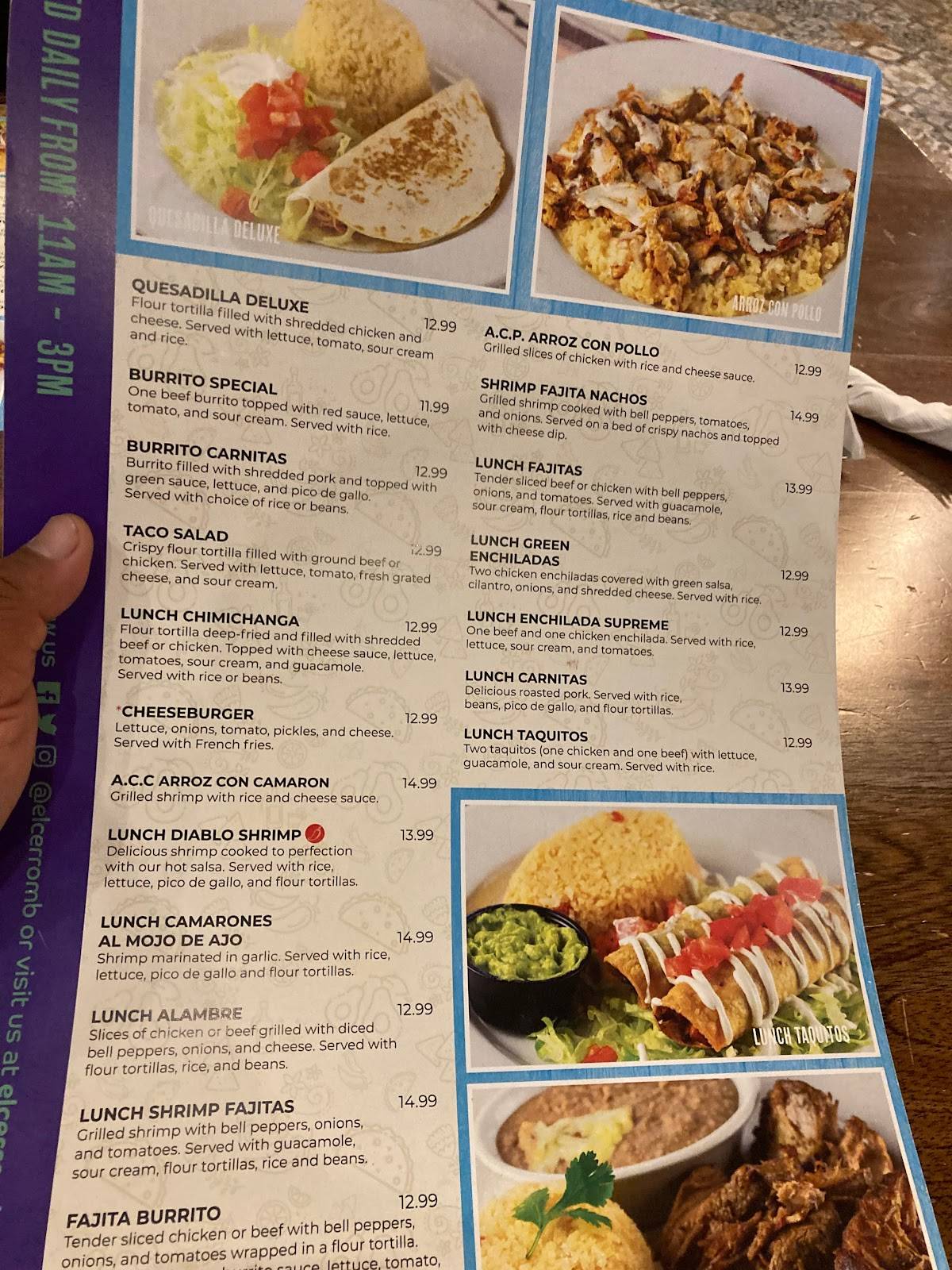 Menu at El Cerro Mexican Bar & Grill, Murrells Inlet, US-17 BUS