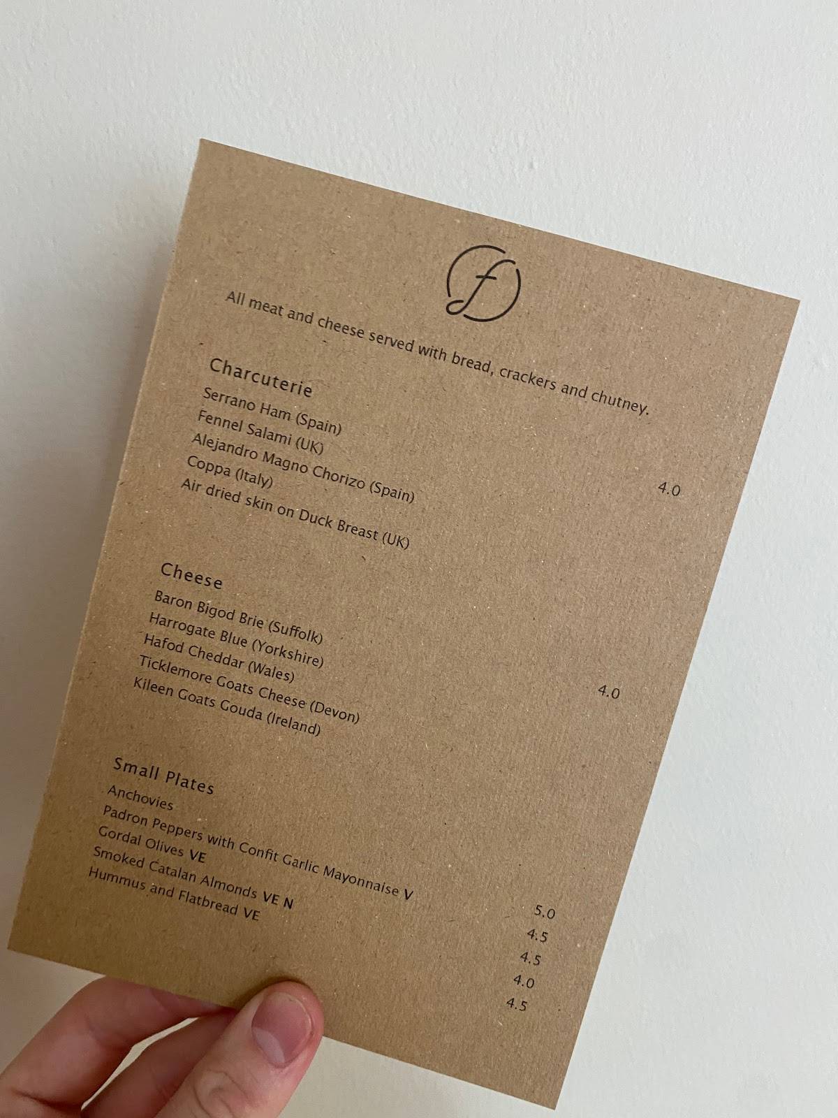 Menu at Fare pub & bar, Otley