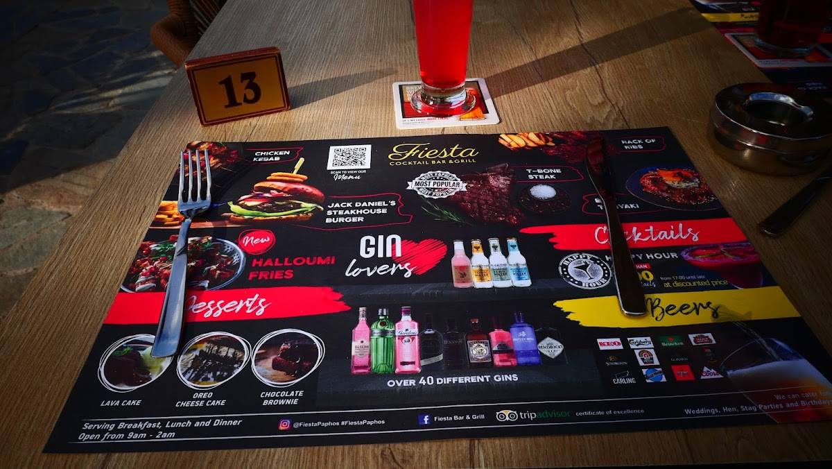 Menu at Fiesta Bar & Grill, Paphos