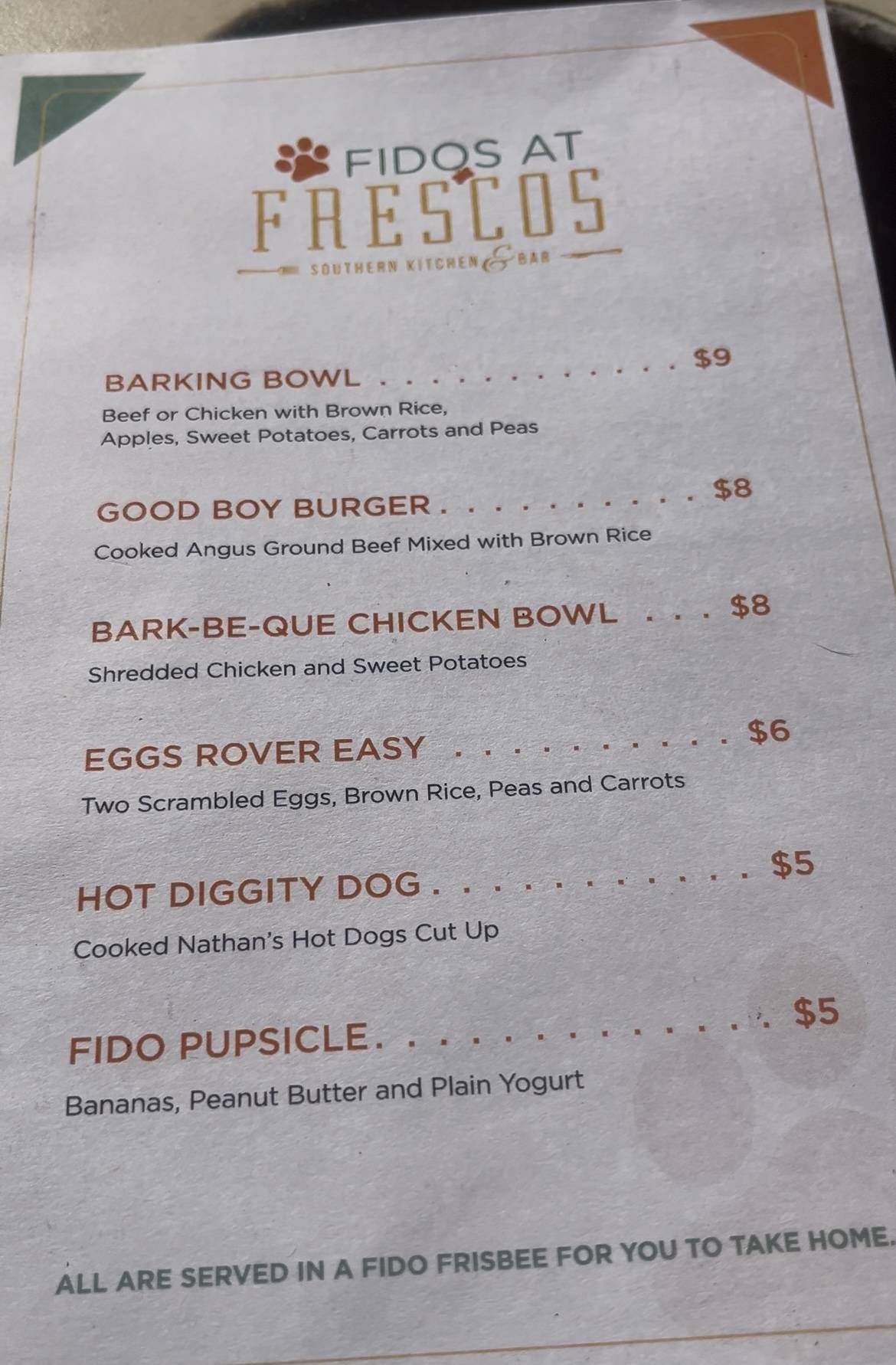 Menu at Frescos Southern Kitchen & Bar, Lakeland, 132 S Kentucky Ave